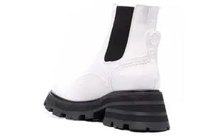 Alexander McQueen Leather Chelsea Ankle Boots - White