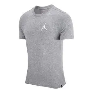 JORDAN Jumpman Logo Embroidered Knit Sports Short Sleeve - Gray