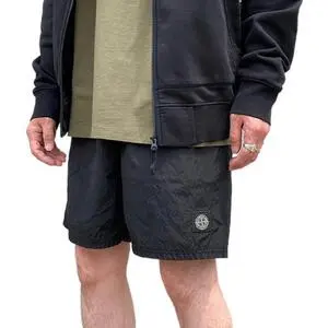 Stone Island Patch Logo Swim Shorts - Black