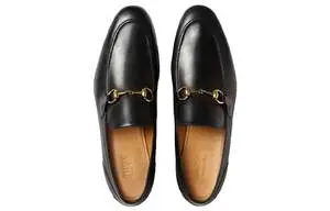 Gucci Jordaan Leather Loafers - Black/gold