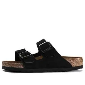 BIRKENSTOCK Arizona Soft Footbed Suede Leather Sandals - Black