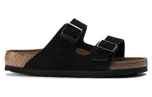 BIRKENSTOCK Arizona Soft Footbed Suede Leather Sandals - Black