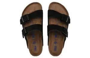 BIRKENSTOCK Arizona Soft Footbed Suede Leather Sandals - Black