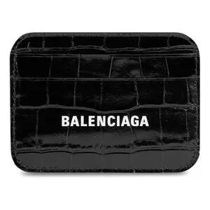 Balenciaga Cash Card Holder Crocodile Embossed 'black White - Black/white
