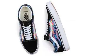 VANS Old Skool Electric Flame Sneakers - Black/white/blue
