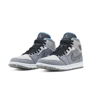 JORDAN 1 Mid Crater Grey University Blue Sneakers - Grey/blue/black