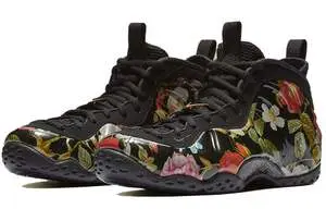 Nike Foamposite One "floral" Mid Top Sneakers - Black/white