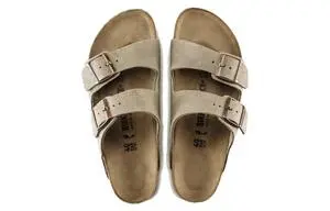 BIRKENSTOCK Arizona Suede Leather Sandals - Beige