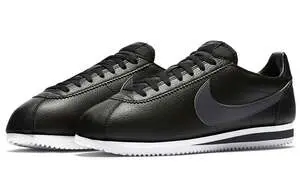Nike Classic Cortez Leather Low Top Sneakers - Black/dark Grey