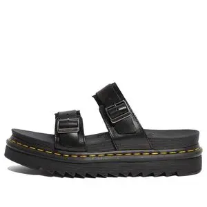 Dr. Martens Myles Brando Leather Buckled Platform Sandals - Black