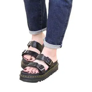 Dr. Martens Myles Brando Leather Buckled Platform Sandals