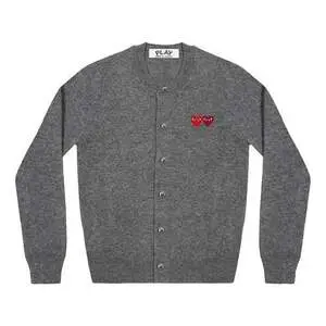 Play Comme Des Garcon Cardigan With Double Emblem Applique - Grey