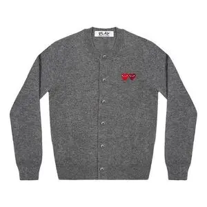 Play Comme Des Garcon Cardigan With Double Emblem Applique - Grey