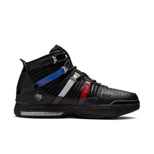 Nike Zoom Lebron 3 Retro 'barbershop' Mid Top Sneakers - Black/red/blue