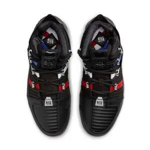Nike Zoom Lebron 3 Retro 'barbershop' Mid Top Sneakers - Black/red/blue