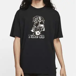 Nike Skateboard Sports Printing Loose Knit Short Sleeve 'black