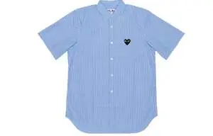 Play Comme Des Garcon Striped Short Sleeve Shirt With Emblem