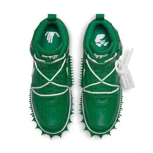 Nike X Off-white Air Force 1 Mid Sp Leather 'pine Green - Pine Green/white-white