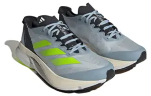 Adidas Adizero Boston 12 Athletic Lace-up Sneakers - Wonder Blue/lucid Lemon/carbon