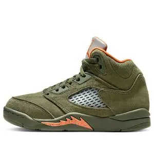 JORDAN 5 Retro High Top Sneakers - Army Olive/solar Orange