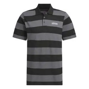 Adidas Pique Stripe Polo Shirt Asia Sizing 'black Grey - Black/grey