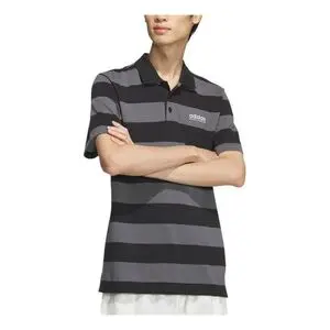 Adidas Pique Stripe Polo Shirt Asia Sizing 'black Grey - Black/grey