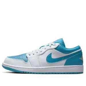 JORDAN Jordan Air 1 Low "Aquatone" Leather Sneakers Aquatone/celestial Gold/white