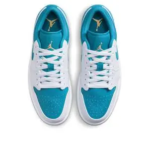 JORDAN Air 1 Low "aquatone" Leather Sneakers - Aquatone/celestial Gold/white