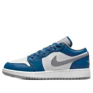 JORDAN 1 Low 'true Blue Cement' Sneakers - White/gray/blue