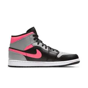 JORDAN Air 1 Mid Pink Shadow Sneakers - Black/hot Punch/white