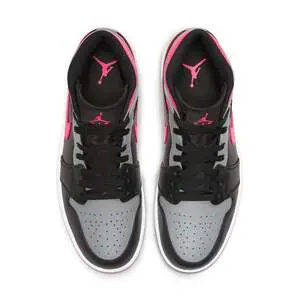 JORDAN Air 1 Mid Pink Shadow Sneakers - Black/hot Punch/white