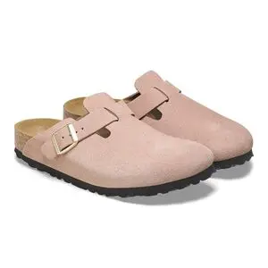 BIRKENSTOCK Boston Suede Leather Clogs - Pink/brown/gold