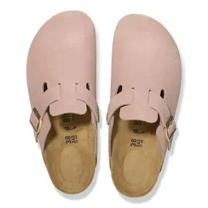 BIRKENSTOCK Boston Suede Leather Clogs - Pink/brown/gold
