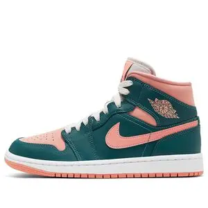 JORDAN Air Jordan 1 Mid High Top Sneakers Dark Teal Green/pink