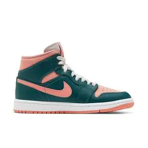 JORDAN 1 Mid High Top Sneakers - Dark Teal Green/pink