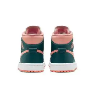 JORDAN 1 Mid High Top Sneakers - Dark Teal Green/pink