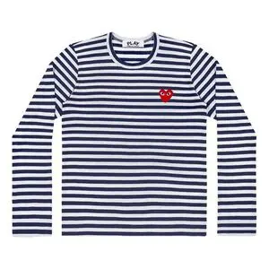 Play Comme Des Garcon Striped Long Sleeve T-shirt - Navy Bluewhite