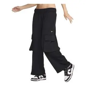 Nike Low Rise Oversized French Terry Pants - Light British Tan/black
