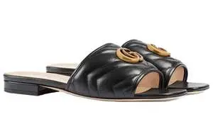 Gucci Double G Quilted Leather Slides