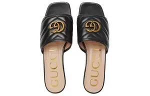 Gucci Double G Quilted Leather Slides