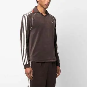 Adidas X Wales Bonner Long Sleeve Towel Polo Shirt - Brown