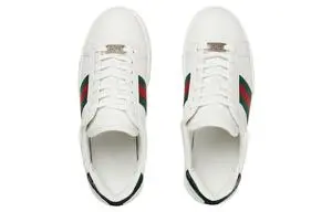 Gucci Ace Leather Sneakers With Green And Red Stripe Detail - White/green/red