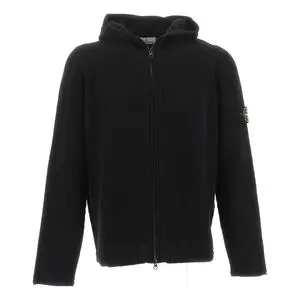 Stone Island Full Zip Hoodie - Black
