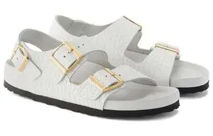 BIRKENSTOCK Milano Embossed Leather Sandals - White