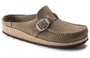 BIRKENSTOCK Buckley Suede Leather Clogs - Tan