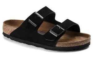 BIRKENSTOCK Arizona Soft Footbed Suede Leather Sandals - Black