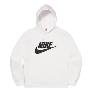 Nike X Supreme Leather Appliqué Hoodie - White/black