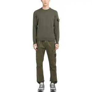 Stone Island Logo Patch Crewneck Sweatshirt - Olive Green