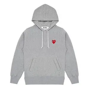 Play Comme Des Garcon Hoodie With Heart Logo - Grey