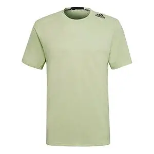 Adidas Solid Color Logo Printing Round Neck Short Sleeve Green T-shirt - Multi-color